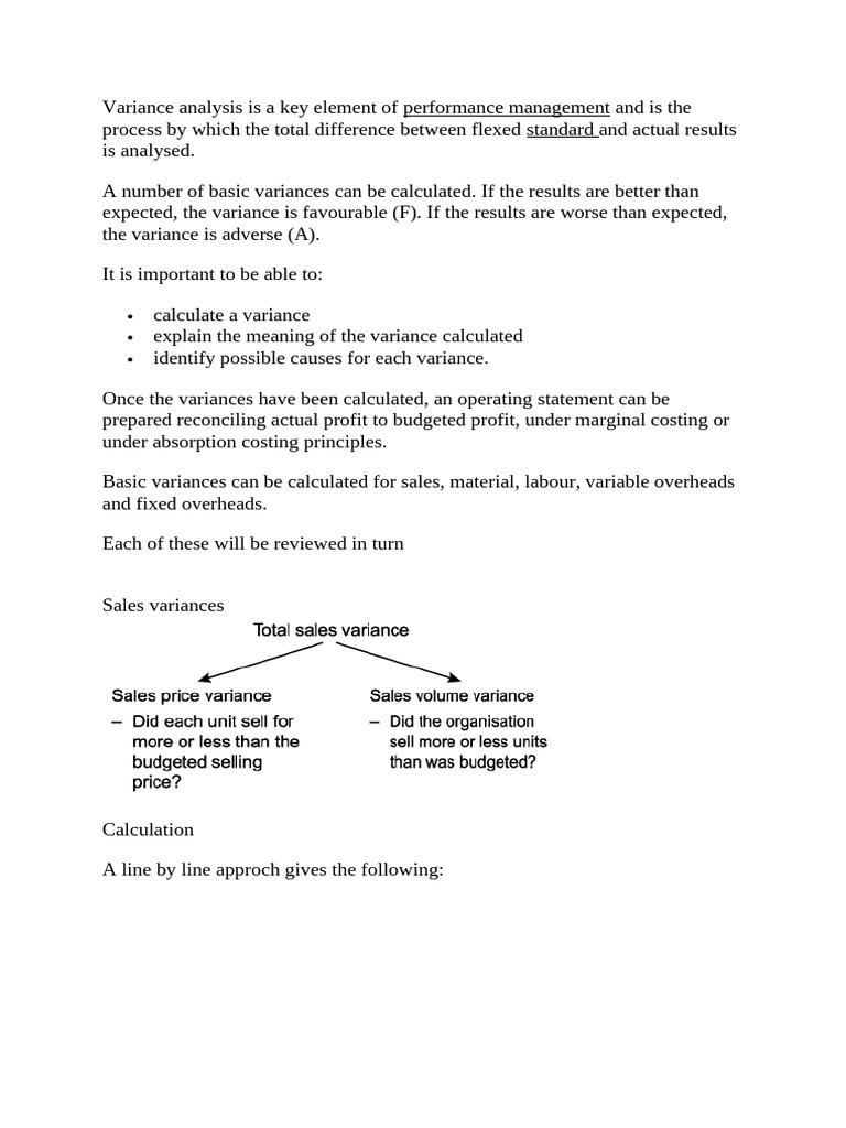 Variance Analysis Formula | PDF