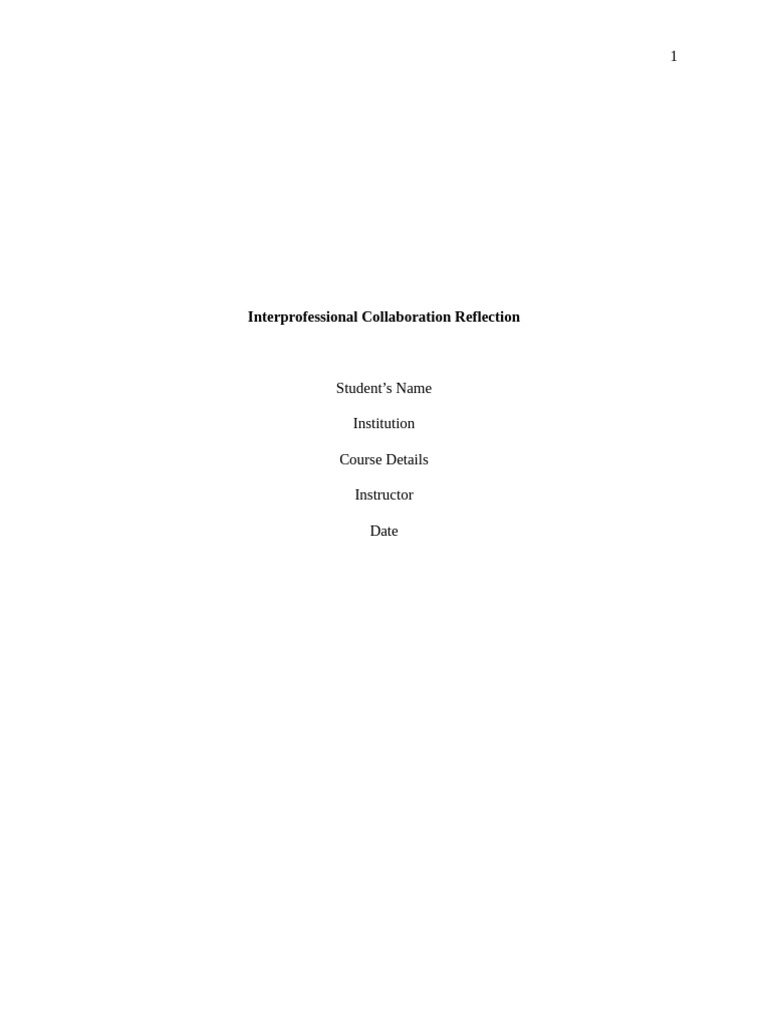 Interprofessional Collaboration Reflection | PDF
