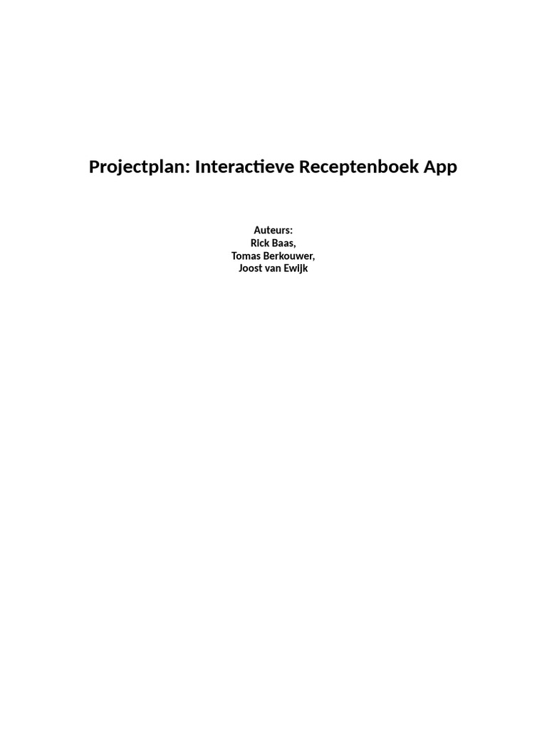 Projectplan Recept 1-Door Tomas | PDF