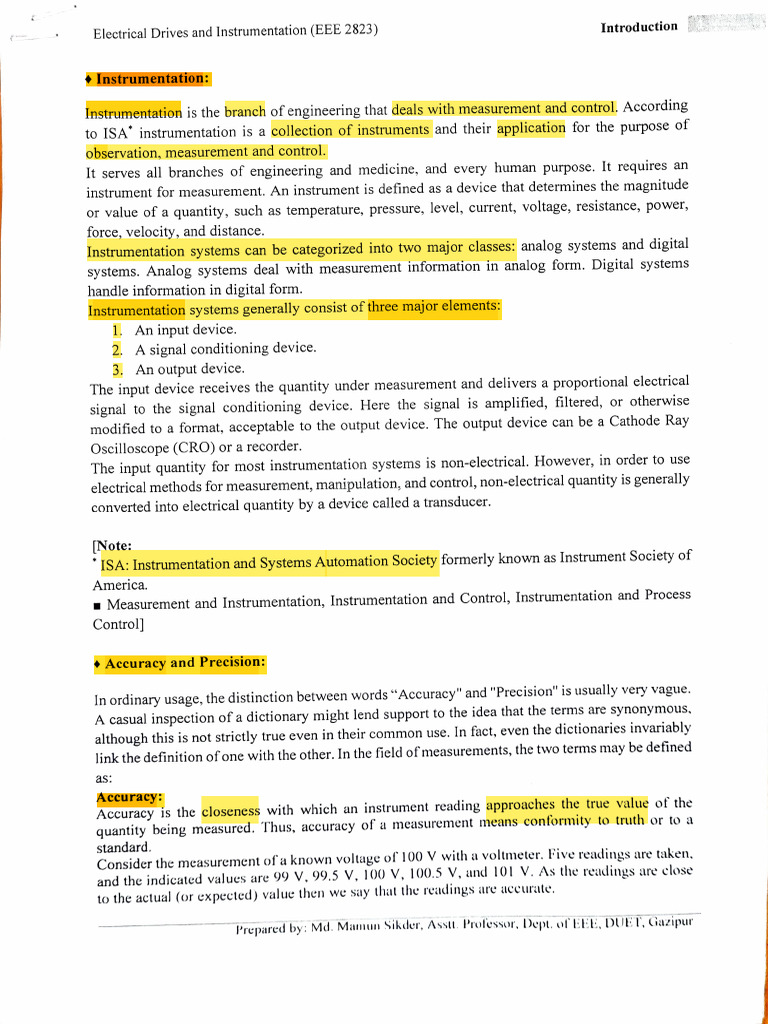 1-Introduction of Instrumentation and Transducer | PDF
