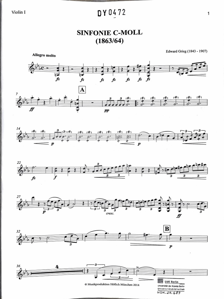 Edvard Grieg - Sinfonie C-Moll - Violin I | PDF