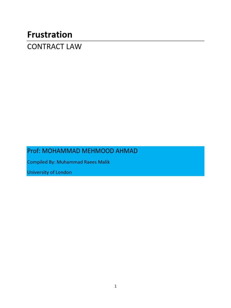 Frustration Sir Notes 5 | PDF | Payments | Common Law