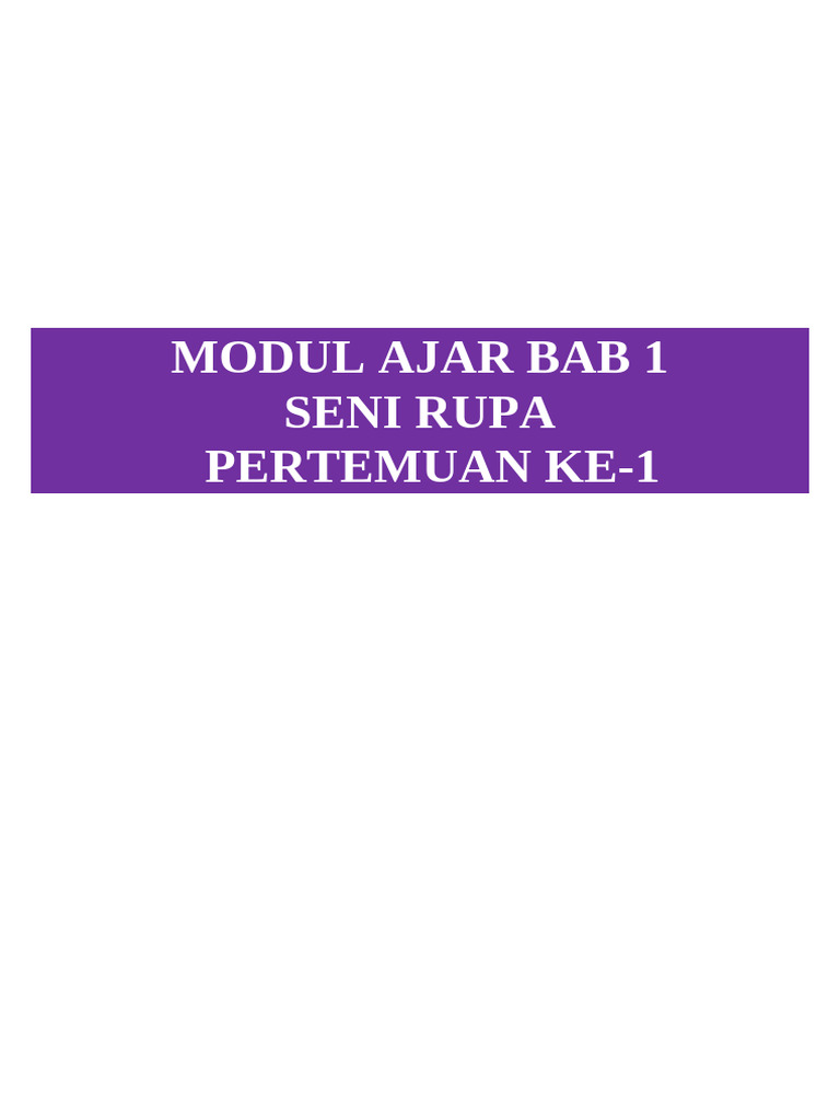 Modul Ajar Seni Rupa Kls 3 | PDF
