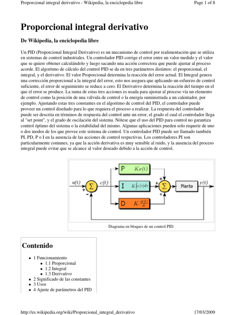 Control PID: Proporcional, Integral, Derivativo | PDF | Secondary ...
