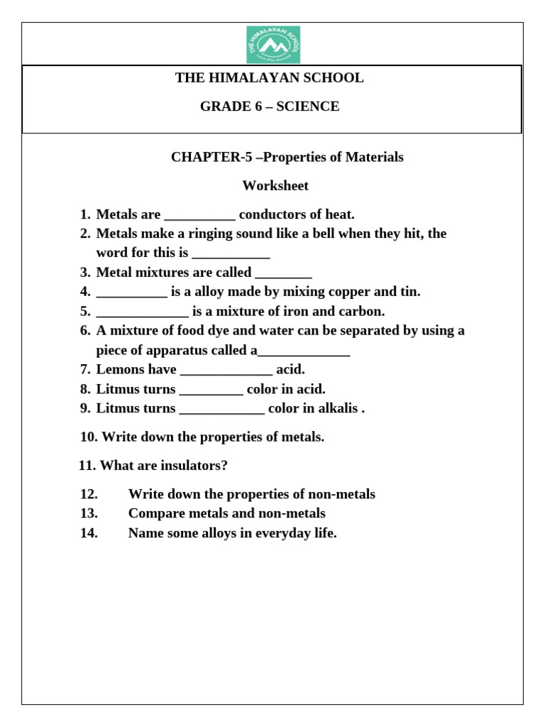 Grade 6 CHP 5 Worksheet 1 | PDF