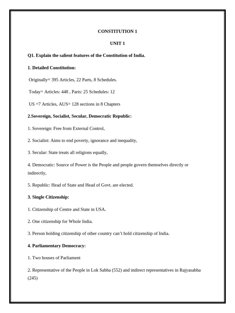 Constitution 1 Unit 1 | PDF