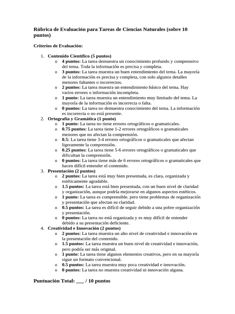 rúbrica-de-evaluación-para-tareas-de-ciencias-naturales | PDF