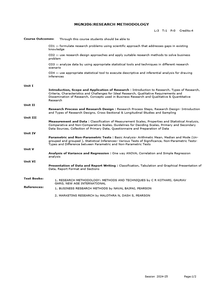 MGN 206 Syllabus | PDF