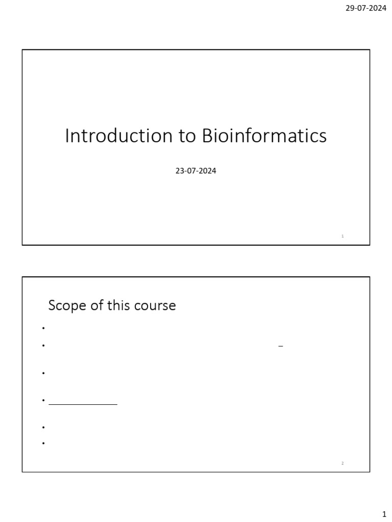 Introduction To Bioinformatics | PDF | Bioinformatics | Science & Mathematics