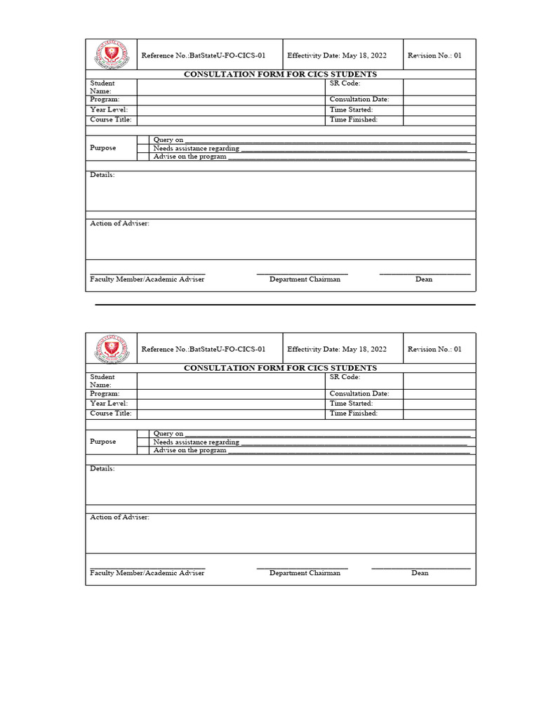 Consultation Form For CICS | PDF