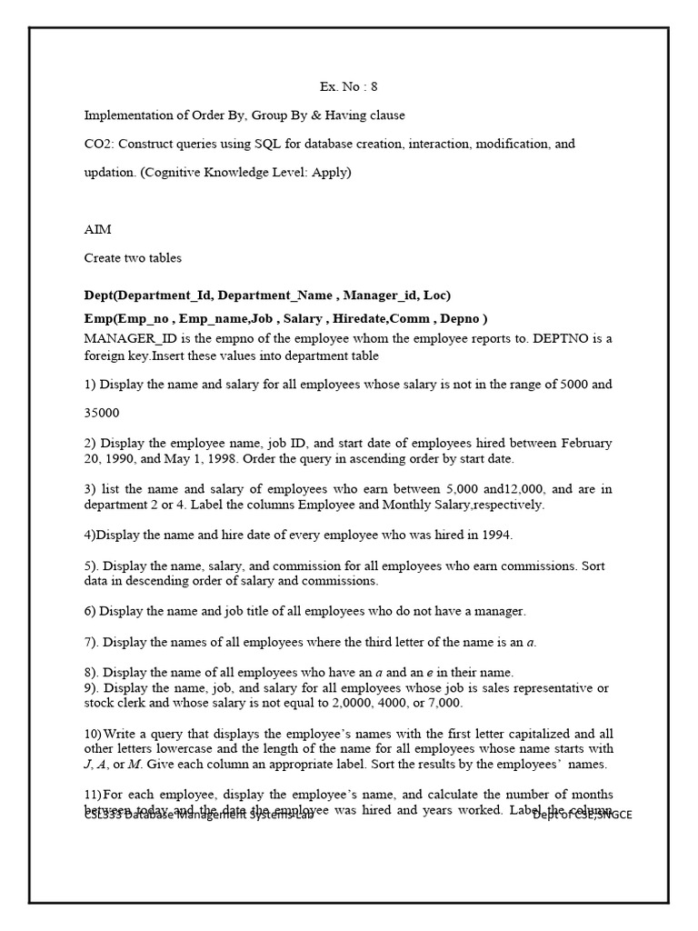 DBMS Manual - 20221219 - 052706 | PDF