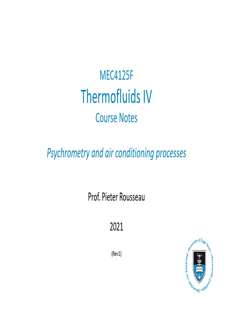 Thermofluids 4 - Psychrometrics Course Notes Rev1 | PDF