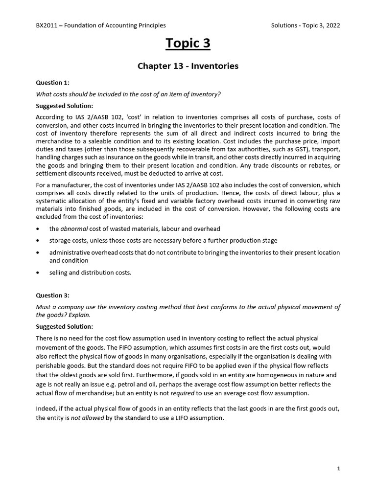 BX2011 Topic03 Tutorial Solutions 2022 | PDF