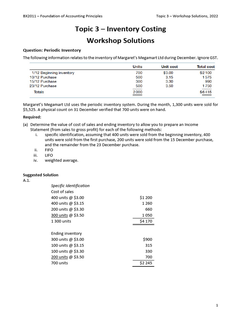 BX2011 Topic03 Workshop Solutions 2022 | PDF