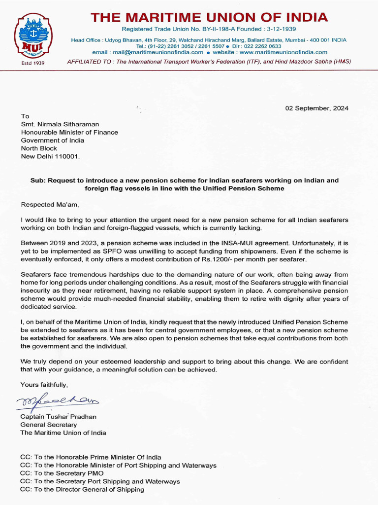 MUI Letter To SMT Nirmala Sitharaman - Honourable Minister of Finance ...