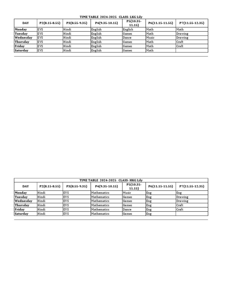 Time Table 24-25 | PDF