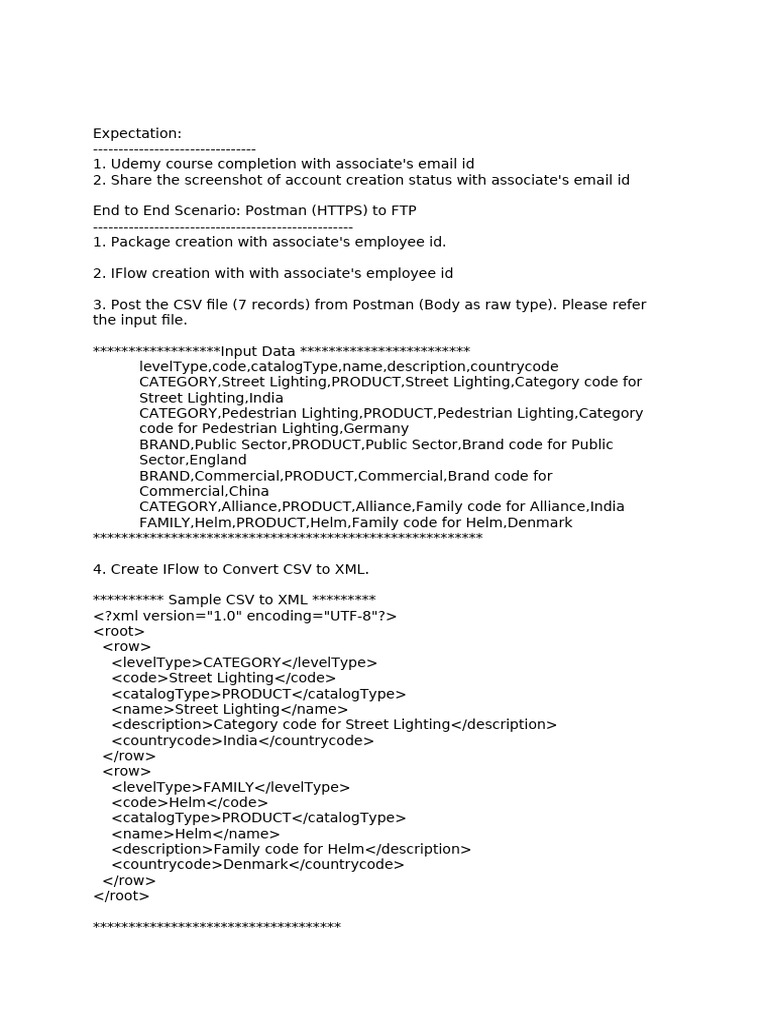 Hands On Assignment For SAP-CPI | PDF