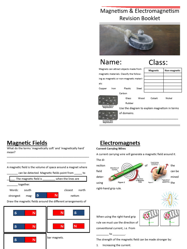 Toddle - Magnetism & Electromagnetism Snejdixjenndwrevision Booklet | PDF