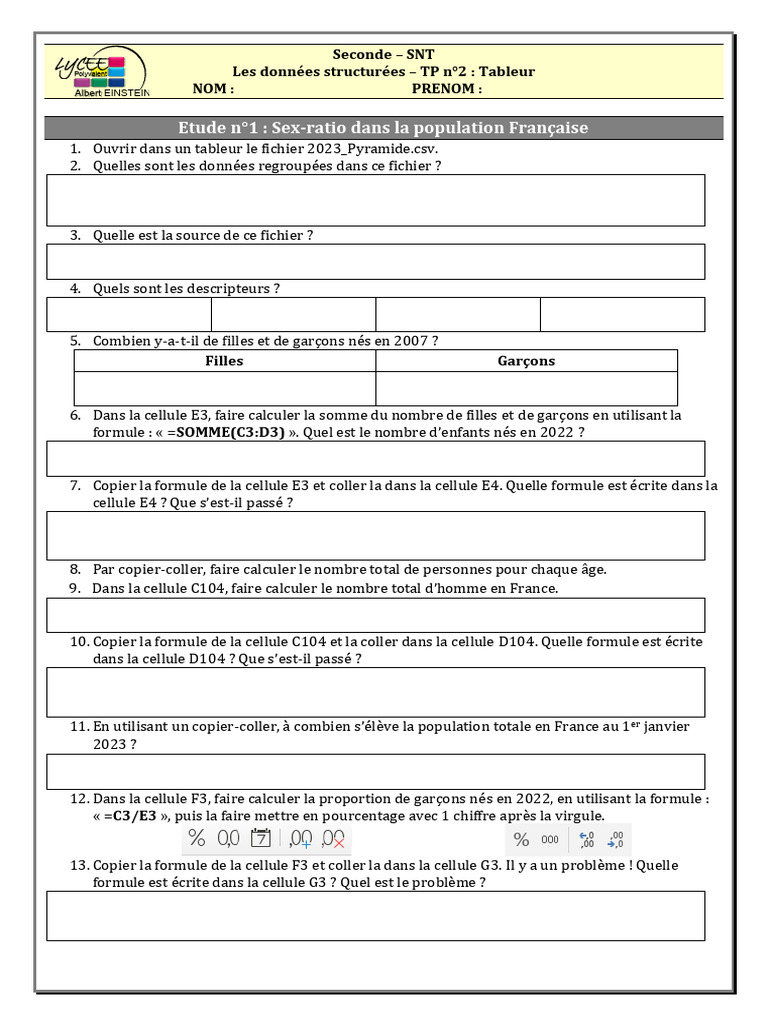Donnees Tp2 Tableur CDJ | PDF