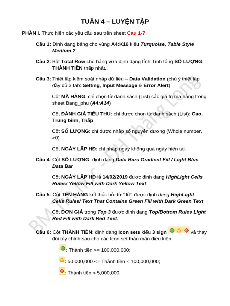 Tuan4 Luyentap Yeucau | PDF