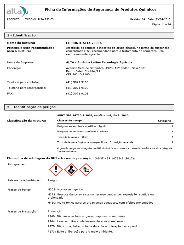 Fipronil Alta 250 FS Fispq | PDF