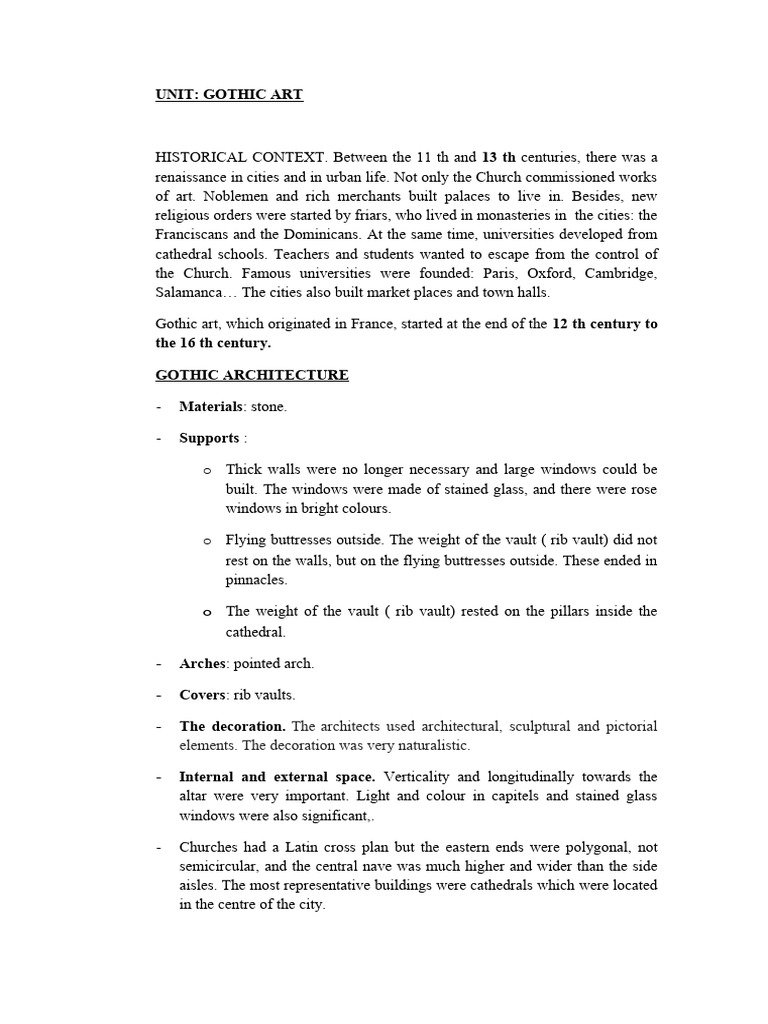 Unit 4 - Gothic Art | PDF