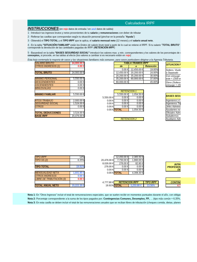 Plantilla Excel IRPF | PDF