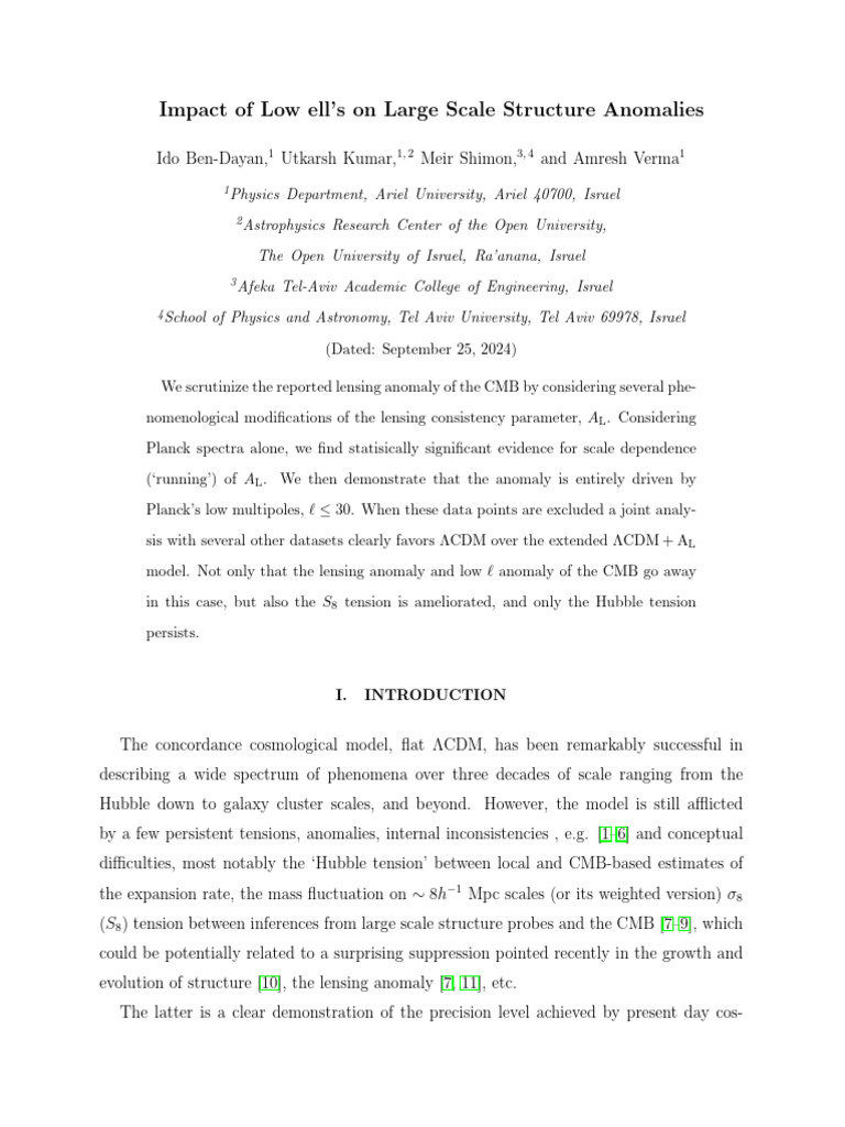 Impact of Low Ell's On Large Scale Structure Anomalies | PDF | Cosmic ...