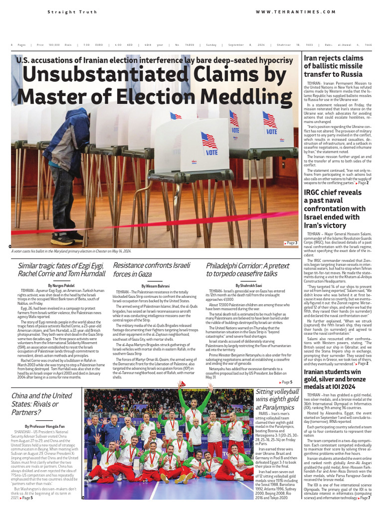 IRAN - Tehran Times 08 Sep 2024 | PDF