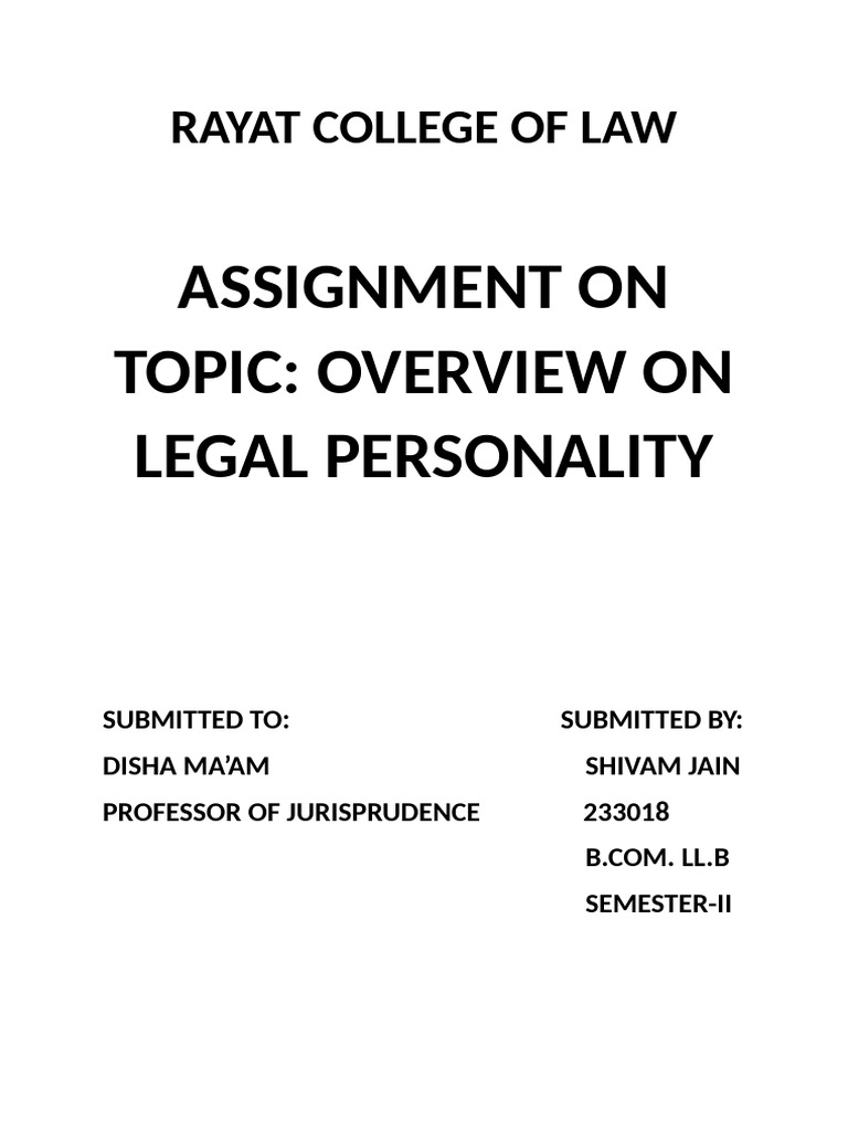 Legal Personality | PDF