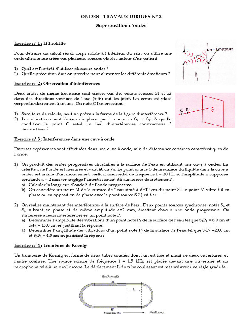 Interférences et Trombone de Koenig | PDF | Waves | Teaching Methods ...