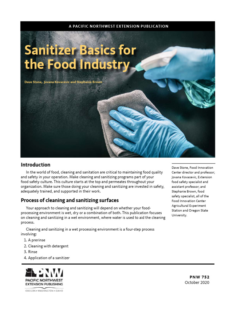 Sanitizer Basics For The Food Industry | PDF
