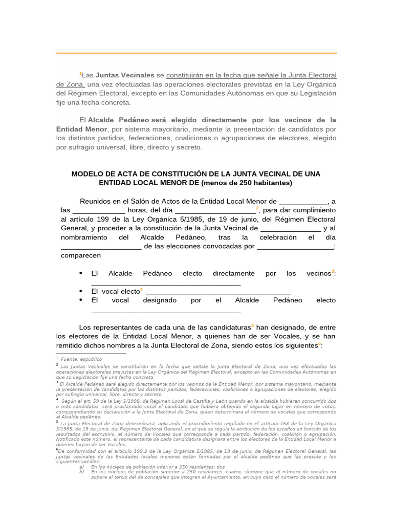 Modelo de Acta Constitutiva de Junta Vecinal | PDF