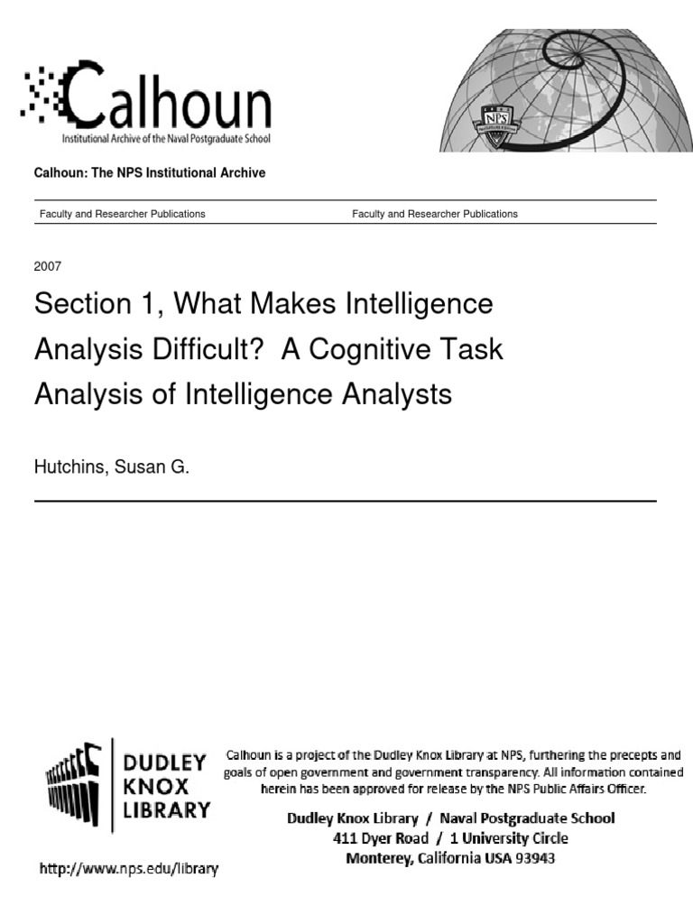 Section 1 What Makes Intelligence Analys | PDF