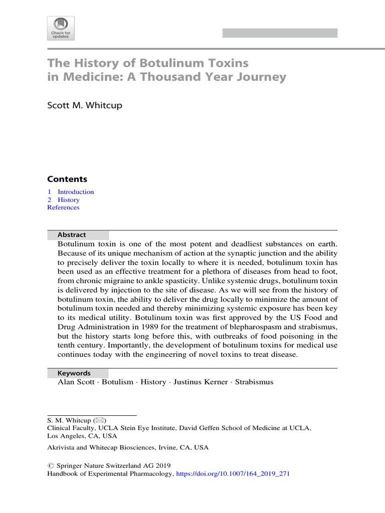 Artigo - The History of Botulinum Toxins in Medicine - A Thousand Year ...