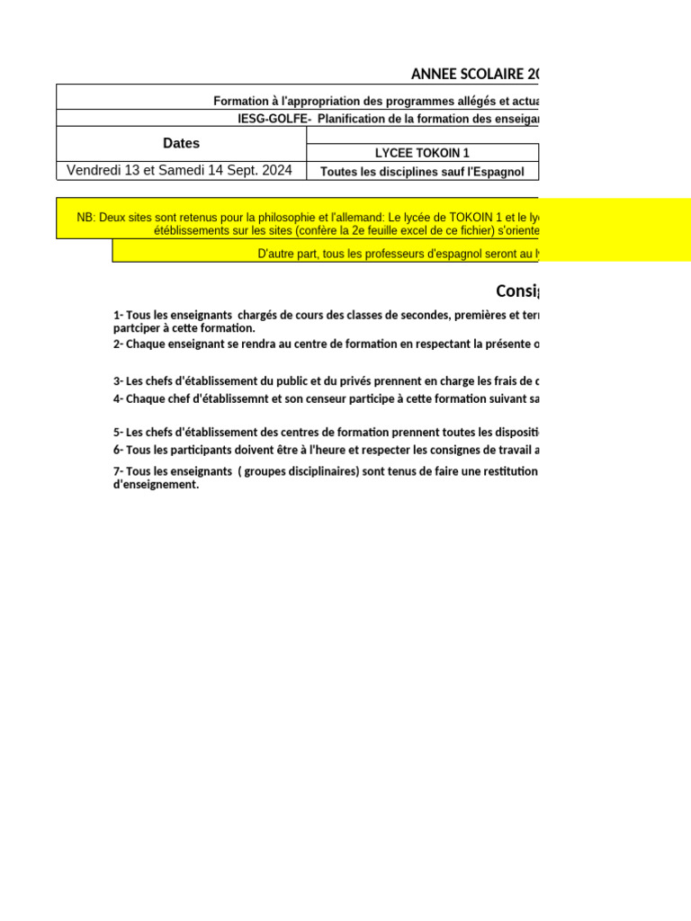 Plan de Formation Programmes Terminale | PDF