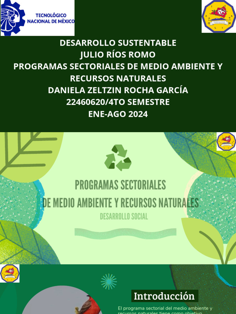 2.4 Programas Sectoriales de Medio Ambiente y Recursos Naturales Desarrollo Social | PDF