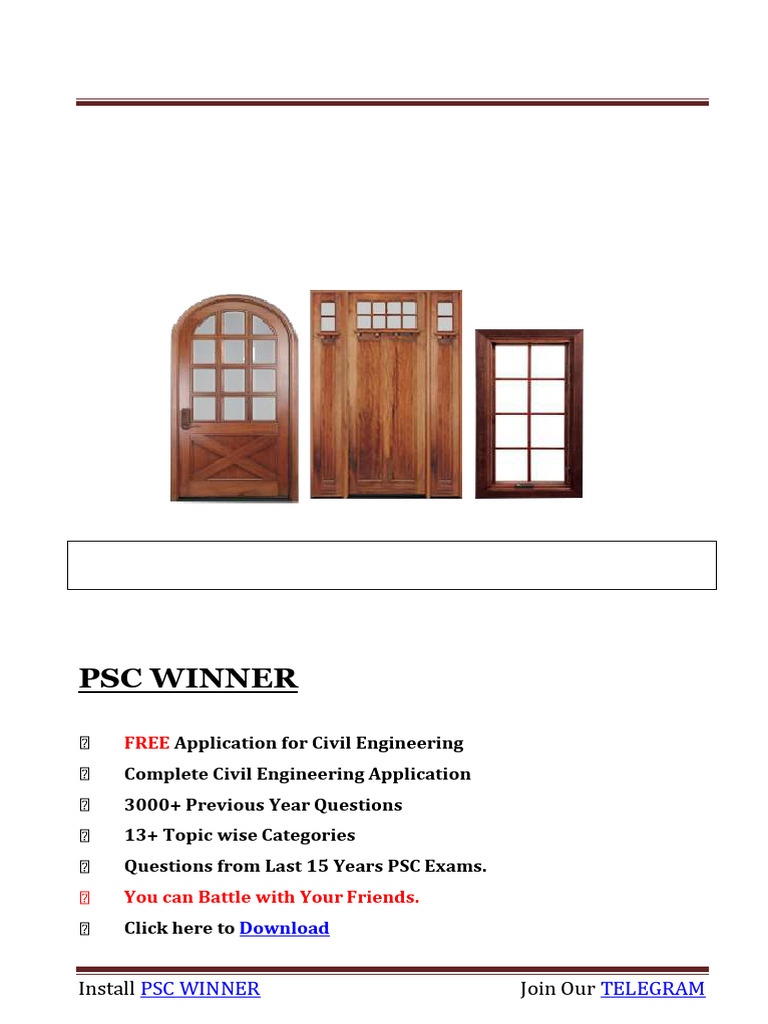 Door and Window Building Construction Objectives | PDF | Window | Door
