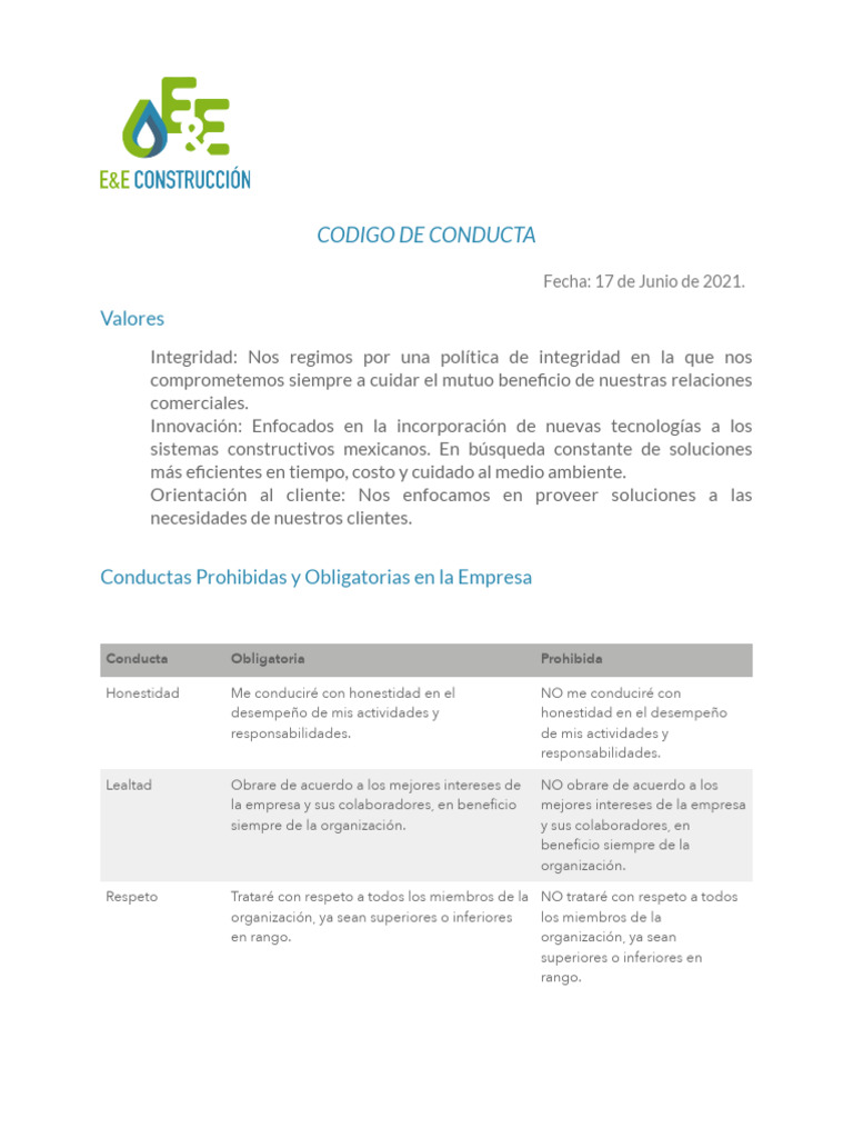 Codigo de Conducta | PDF