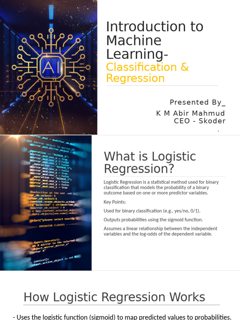 Introduction To Machine Learning and Logistic Regression | PDF ... Introduction To Machine Learning and Logistic Regression | PDF ...