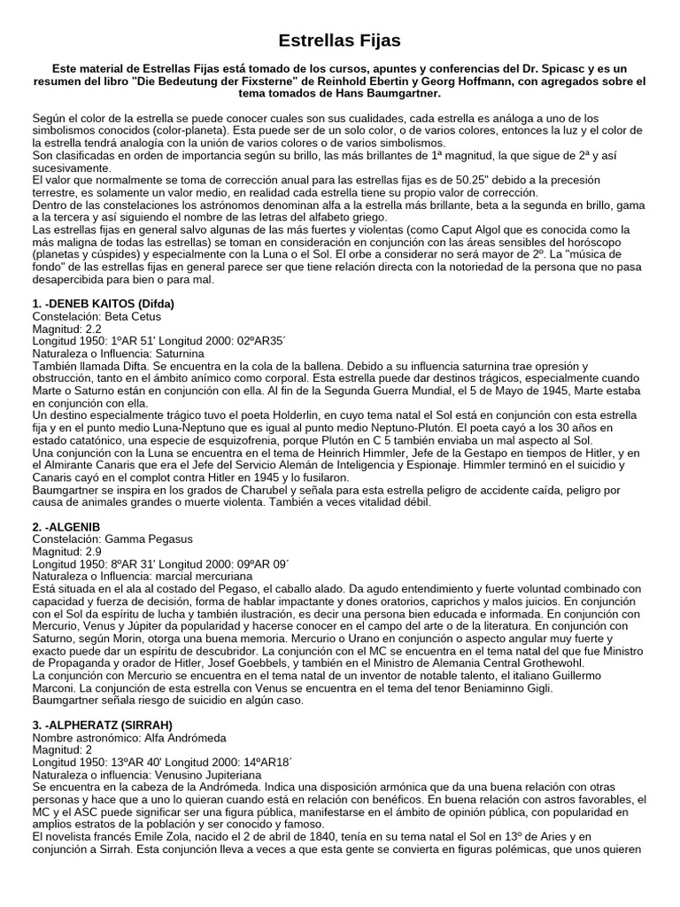 Estrellas Fijas (1) | PDF
