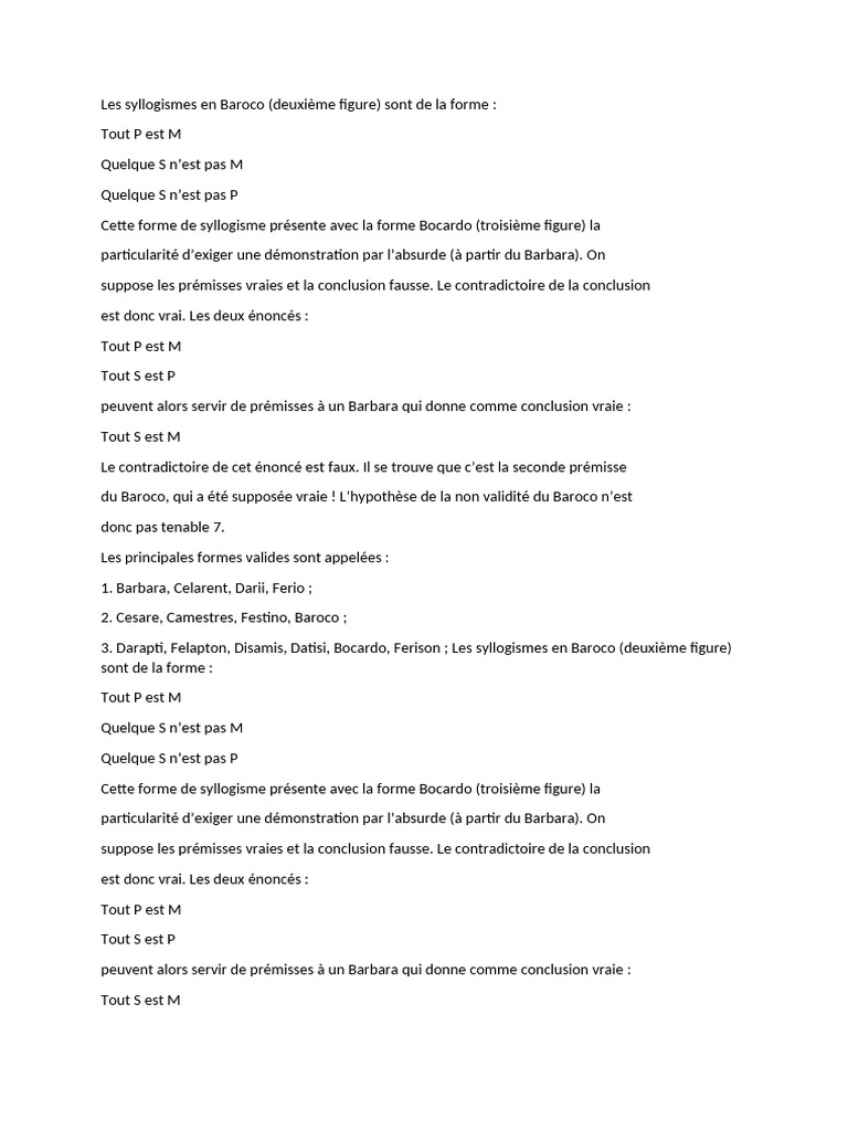 Les Syllogismes en Baroco | PDF