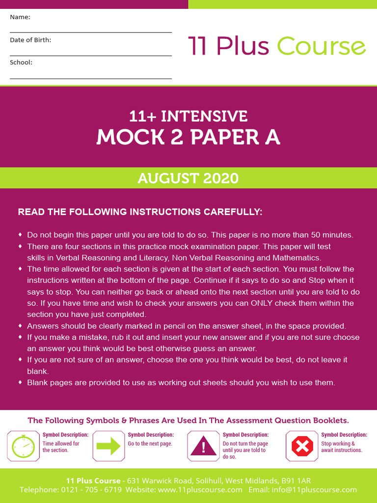 11+ Mock Exam Paper August 2020 | PDF | Guinea Pig