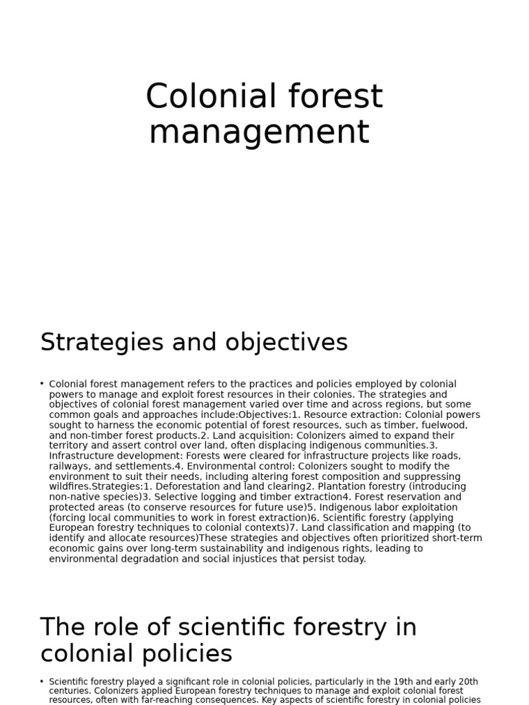 Colonial Forest Management | PDF