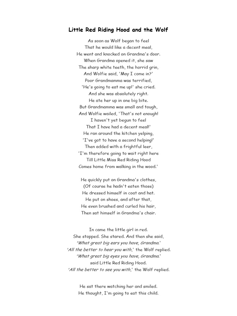 3i1. Monday Poem and Questions.205843351 | PDF | Little Red Riding Hood ...
