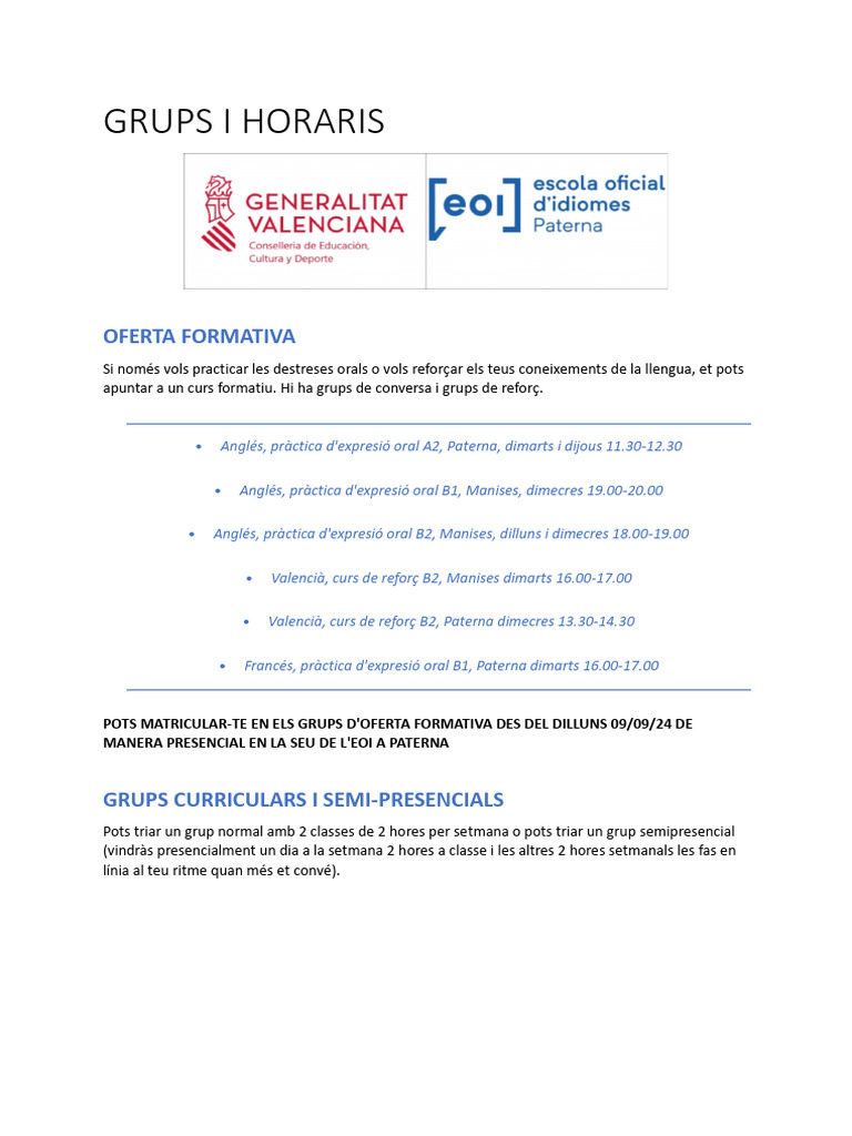 EOI Clases | PDF