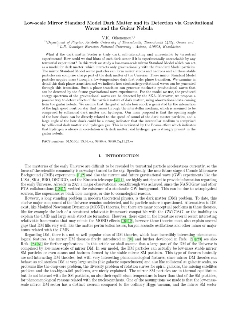 Low-Scale Mirror Standard Model Dark Matter and Its Detection Via Gravitational Waves and The ...