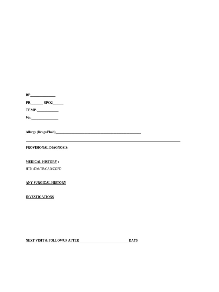 BP - PR - SPO2 - TEMP. - Wt. | PDF