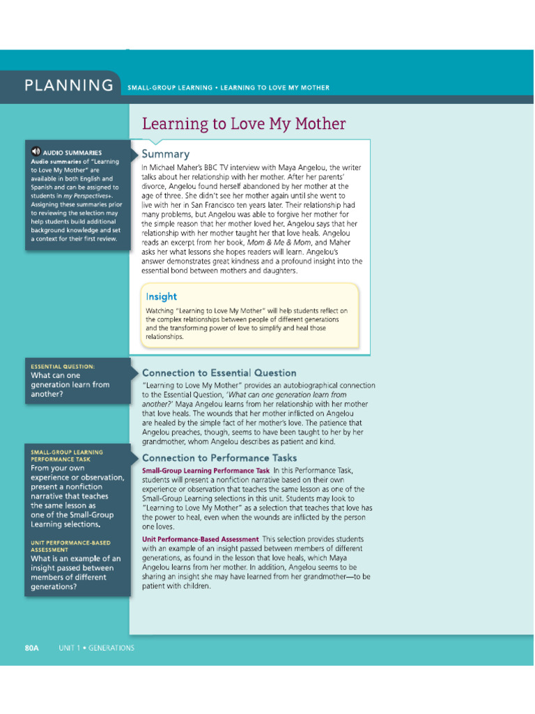 Learning to Lovw My Mother | PDF