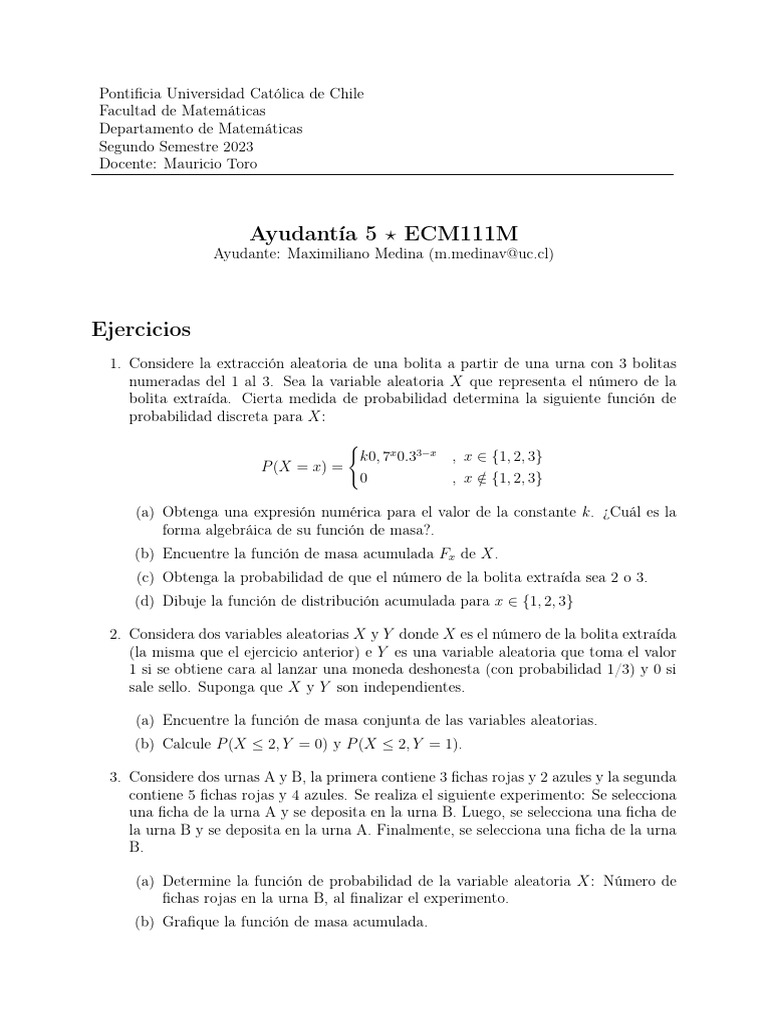 Ayudantia Est y Prob 3 | PDF